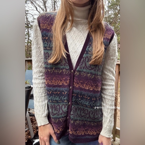 Koret | Sweaters | Koret Womens Multi Gilet Knitted Vintage Sweater ...